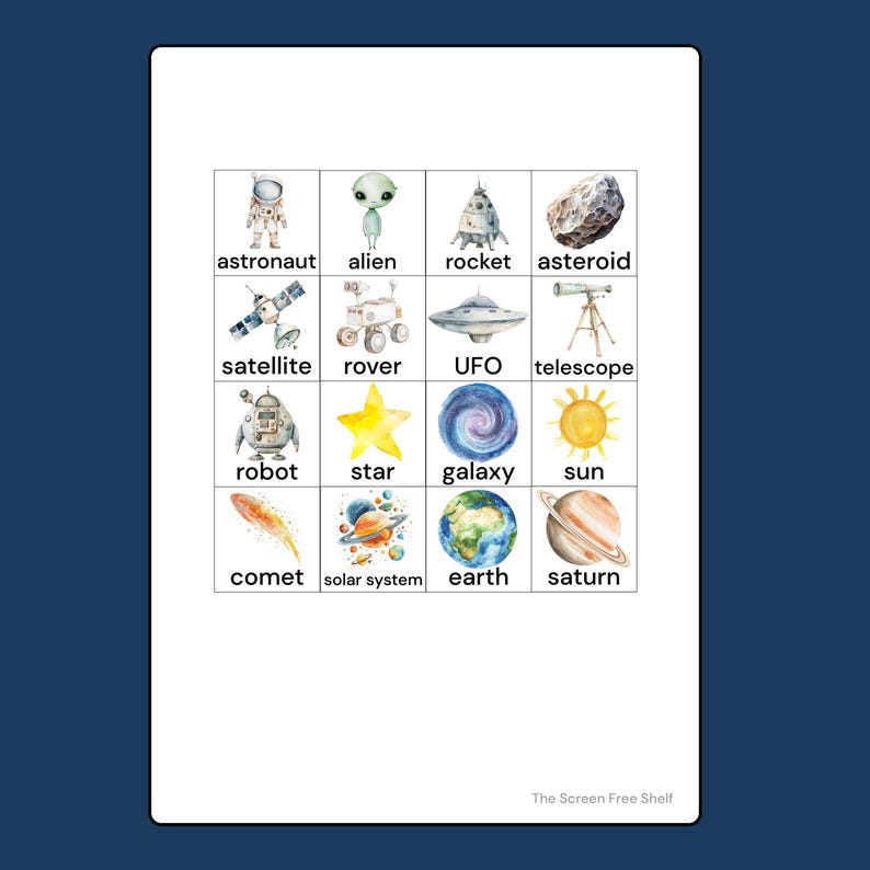 Space Bingo — 8 Printable Bingo Cards | Kids Family Game | Instant ...