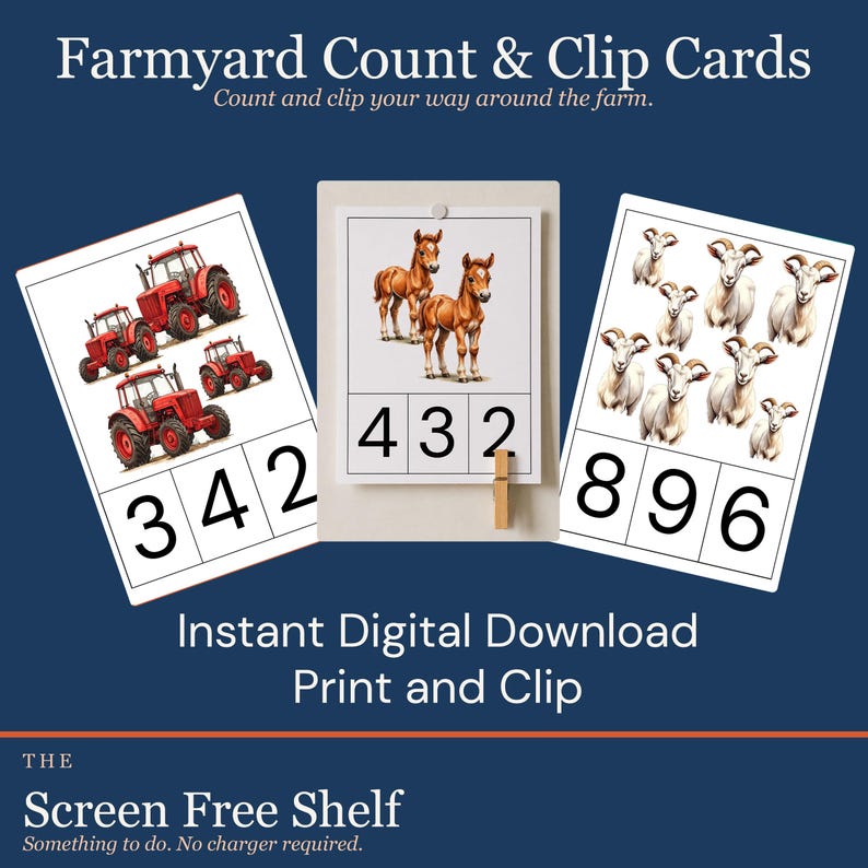 Farmyard Count and Clip Cards – Numbers 1-20 (digital Download) - Etsy