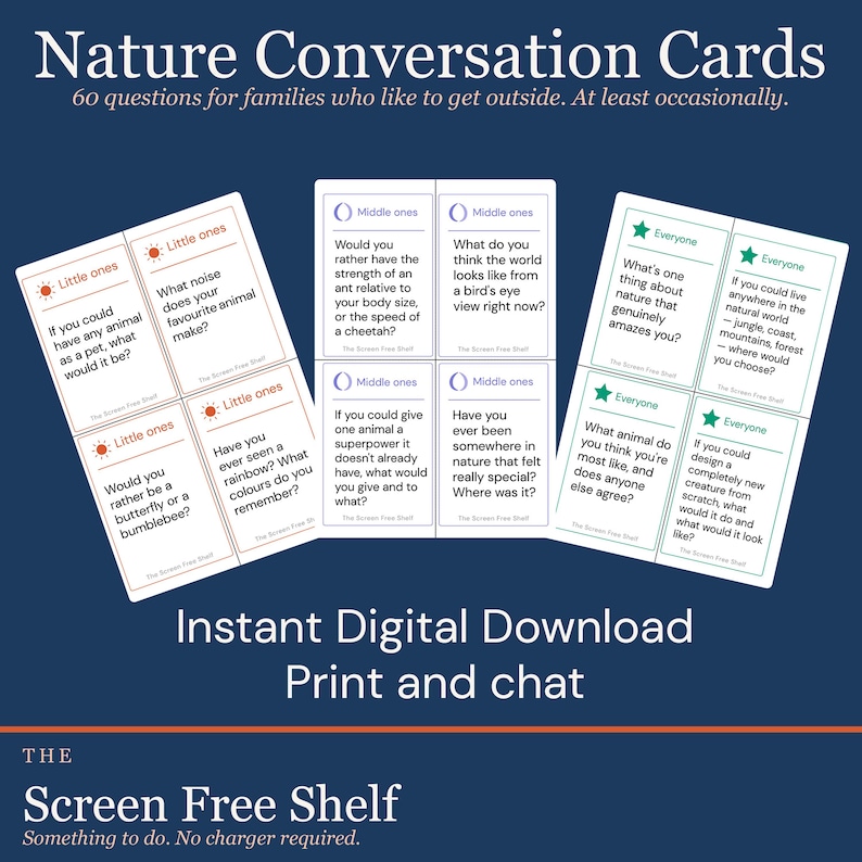 Nature Conversation Cards — Printable | 60 Questions | Instant Download ...