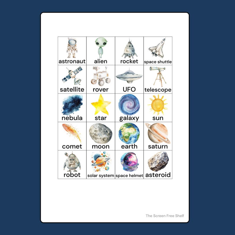 Space Bingo — 8 Printable Bingo Cards | Kids Family Game | Instant ...