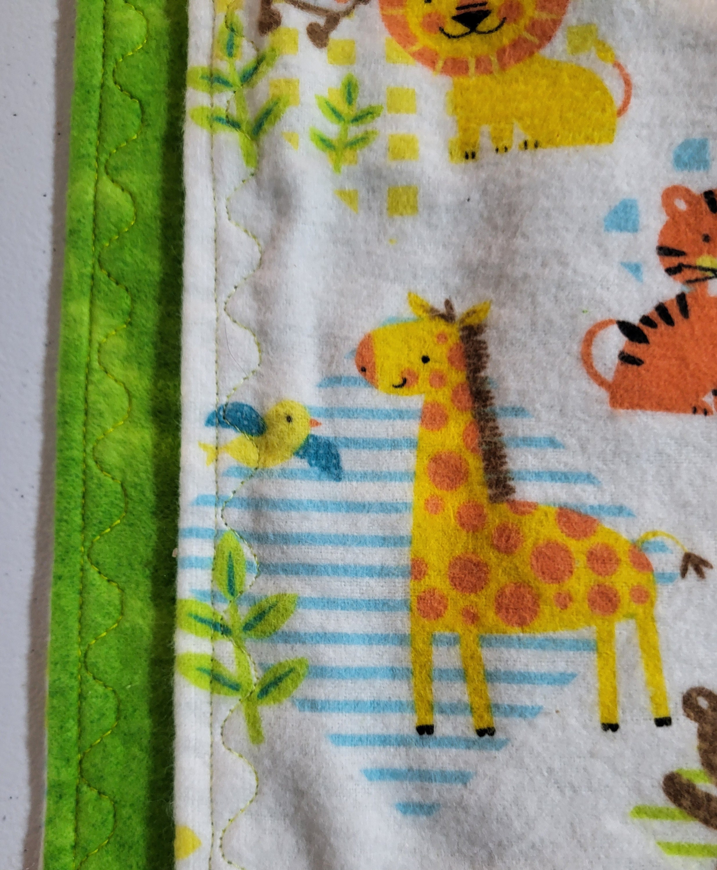 Handmade Flannel Receiving Blanket, Safari Animals Flannel Receiving ...