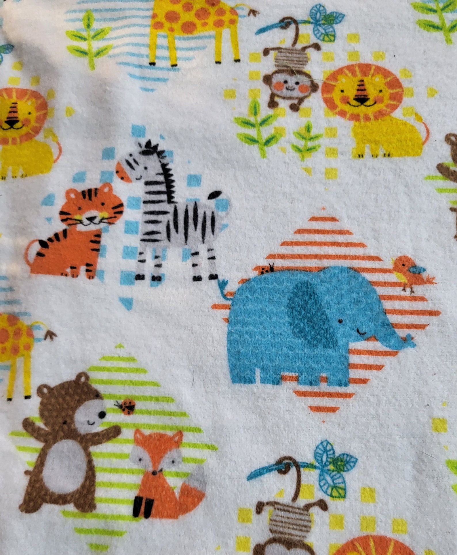 Handmade Flannel Receiving Blanket, Safari Animals Flannel Receiving ...