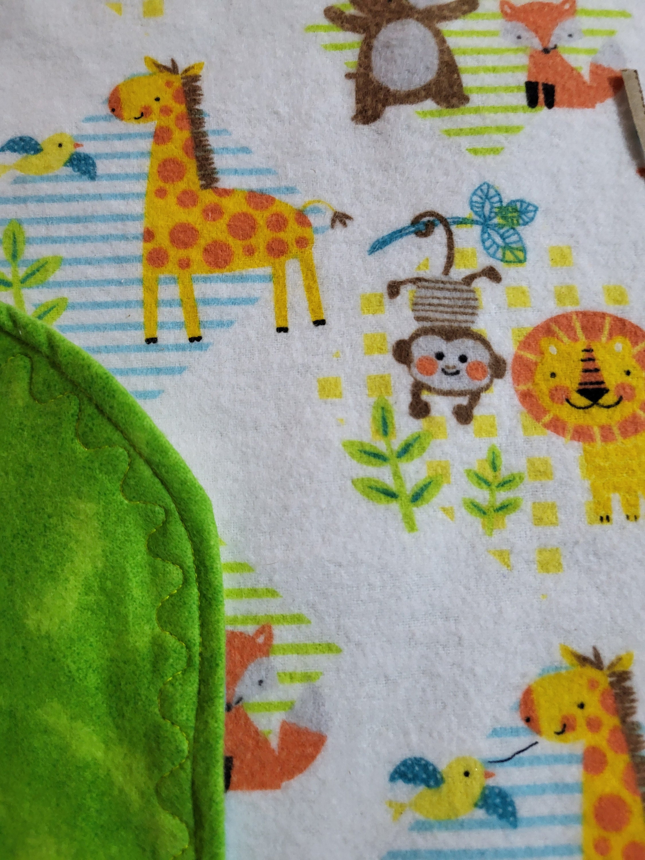 Handmade Flannel Receiving Blanket, Safari Animals Flannel Receiving ...