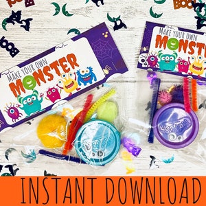 Halloween Make a Monster Printable Bag Topper, Halloween Class Party ...