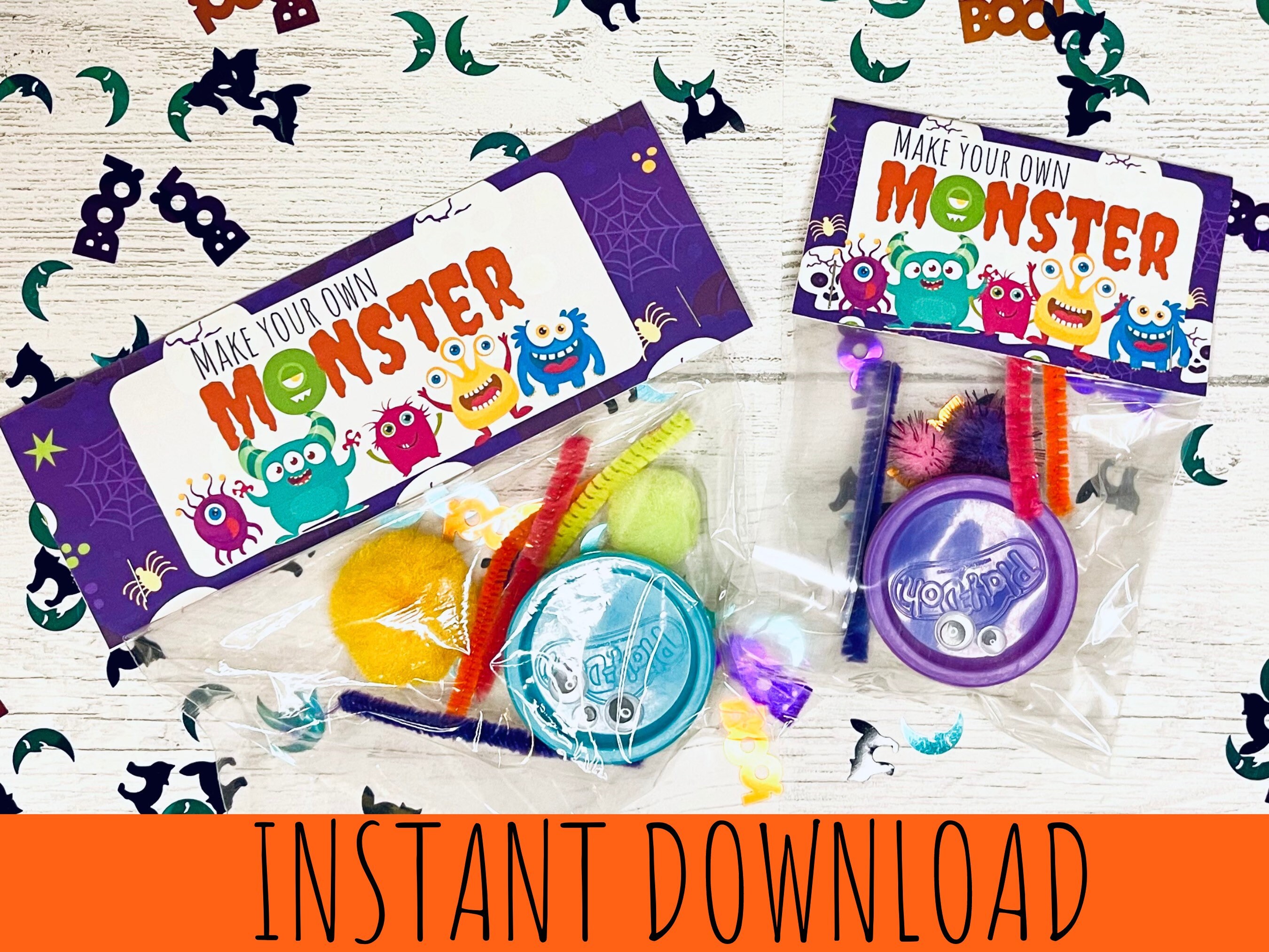 Halloween Make a Monster Printable Bag Topper, Halloween Class Party ...