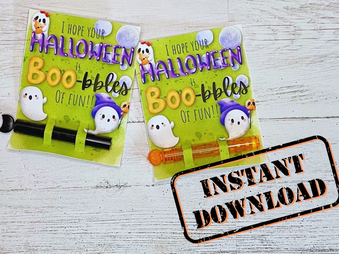 Halloween Bubble Printable Gift, Halloween Class Favors, Printable ...