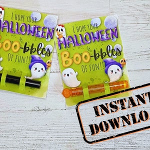 Halloween Bubble Printable Gift, Halloween Class Favors, Printable ...
