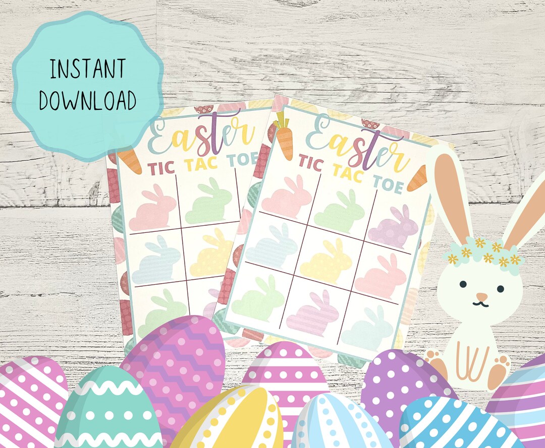 Easter Printable Tic Tac Toe Game, Easter Party, Easter Games, Tic Tac ...