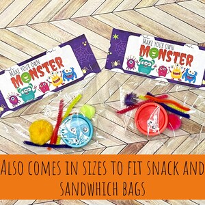 Halloween Make a Monster Printable Bag Topper, Halloween Class Party ...