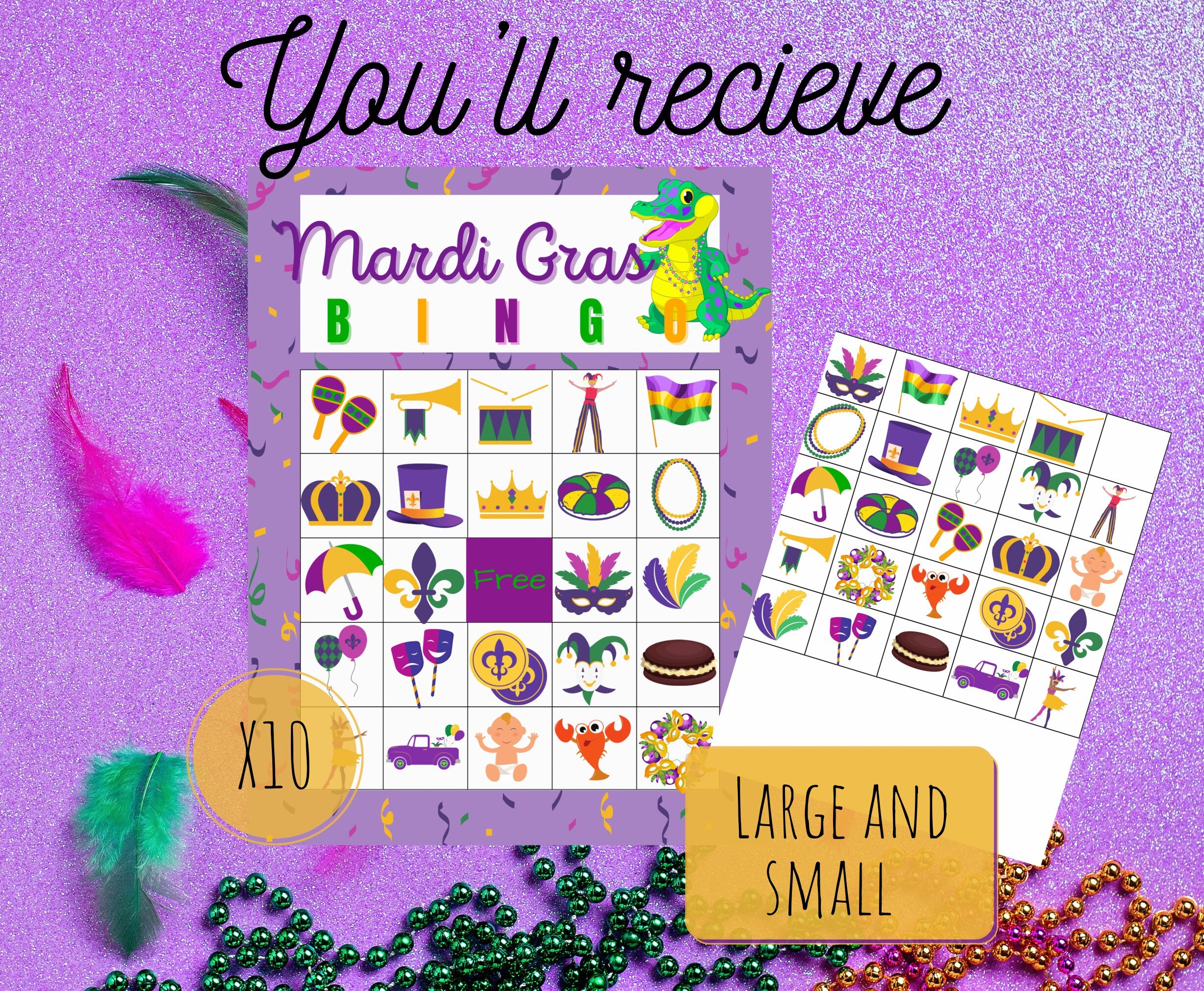 Mardi Gras Printable Bingo Game, Mardi Gras Party, Mardi Gras Games ...
