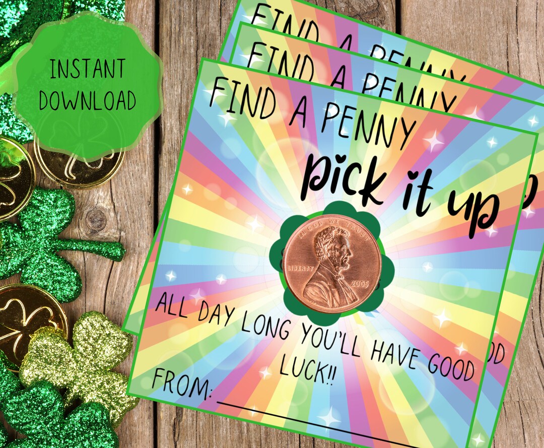 St Patricks Day Printable Find a Penny Gift Tag for Classmates Lucky ...