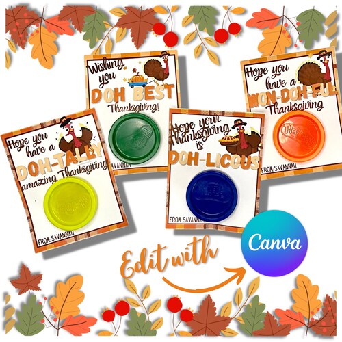 Printable Thanksgiving Play Dough Cards Playdoh Favors - Etsy