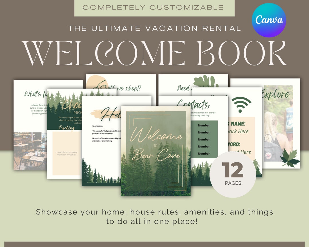 Airbnb Welcome Book Template | Editable Camping Welcome Book Canva ...