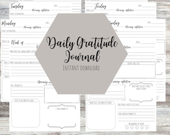 Daily Gratitude Journal Printable, Self-care Printable, Daily Check In ...