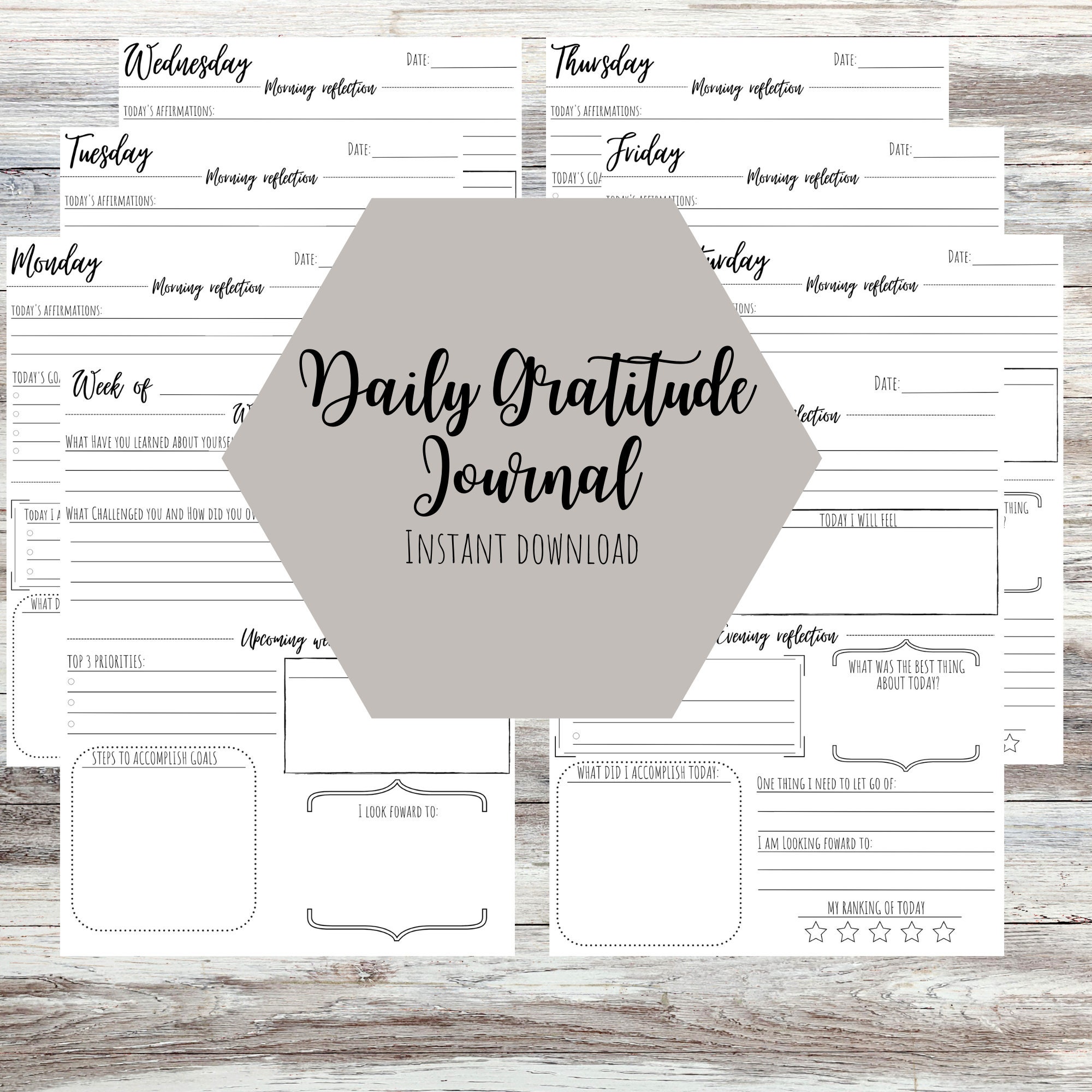 Gratitude Journal Printable, Self-care Printable, Daily Check In, Daily ...