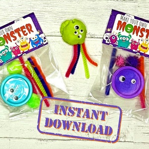 Halloween Make a Monster Printable Bag Topper, Halloween Class Party ...