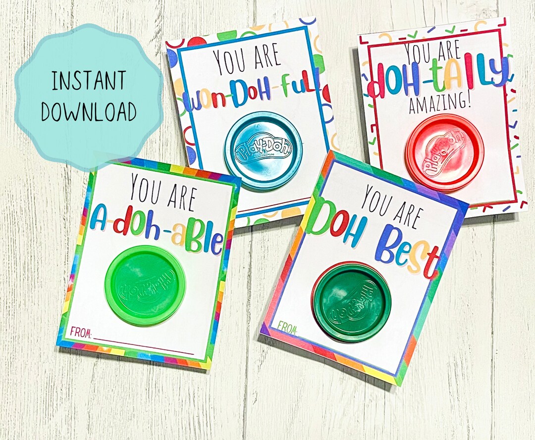 Printable Playdoh Valentines, Valentine Class Favors, Printable ...