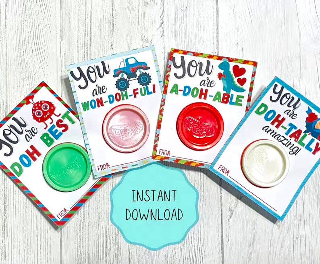 Playdoh Valentines, Valentine Class Gift, Printable Valentine Cards ...