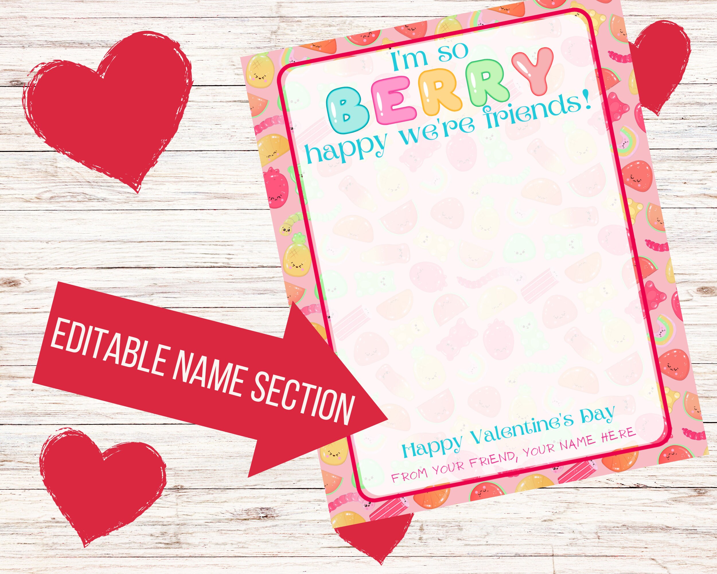 Fruit Snack Valentines, Gummie Valentine Class Favors, Kids Printable ...