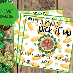 St Patricks Day Printable Find a Penny Gift Tag for Classmates Lucky ...