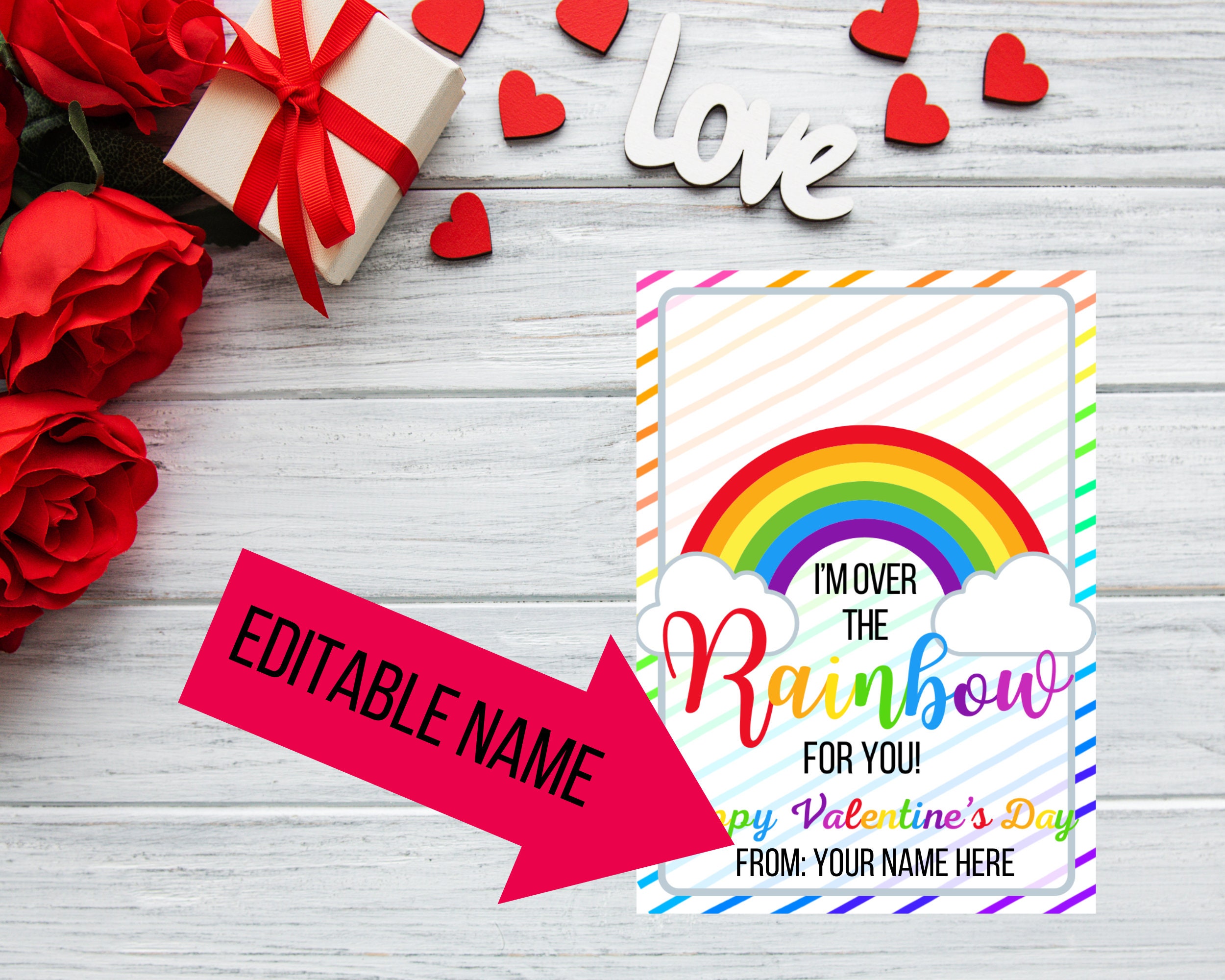 Skittles Valentines Over the Rainbow Valentines Editable Printable ...