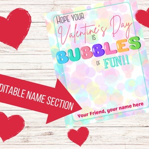 Bubbles Valentines Class Gift, Bubble Valentine Class Favors, Kids ...