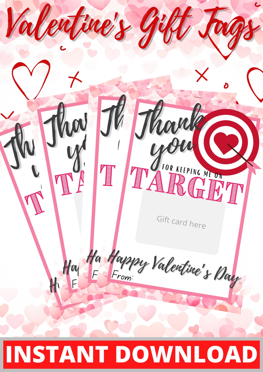 Thanks for Keeping Me on Target, Gift Card Holder, Teacher Valentines ...
