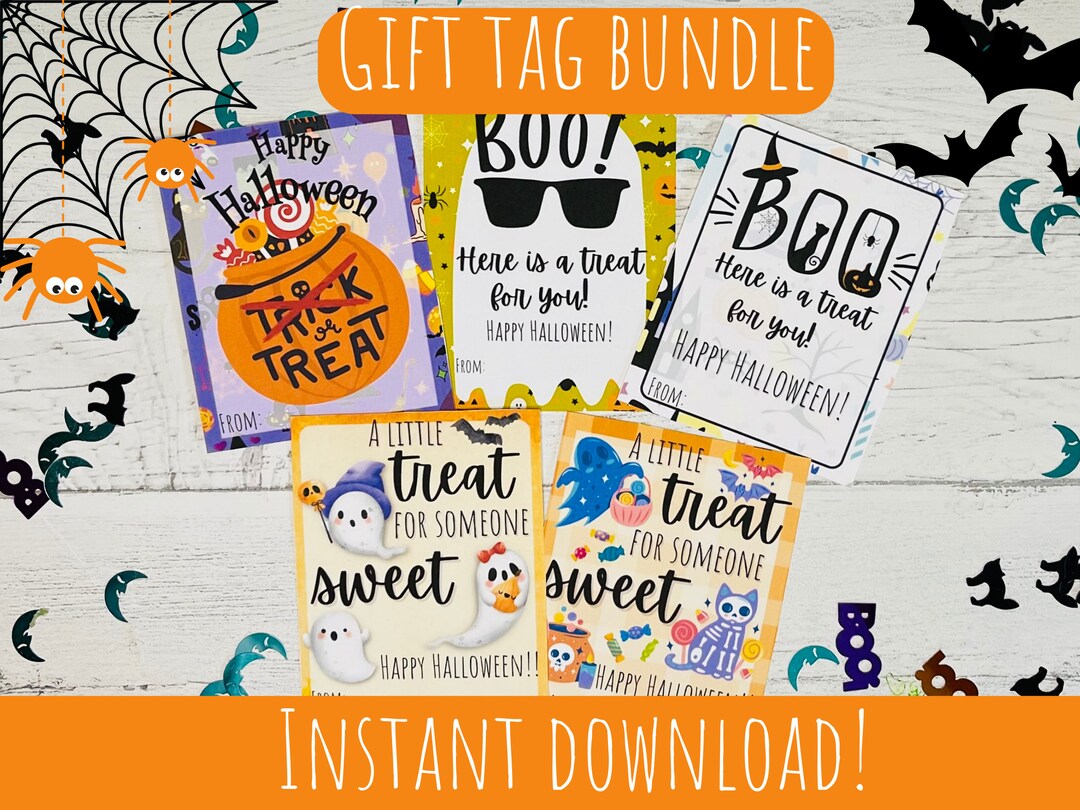 Halloween Printable Gift Tag Bundle , Halloween Class Favors, Printable ...