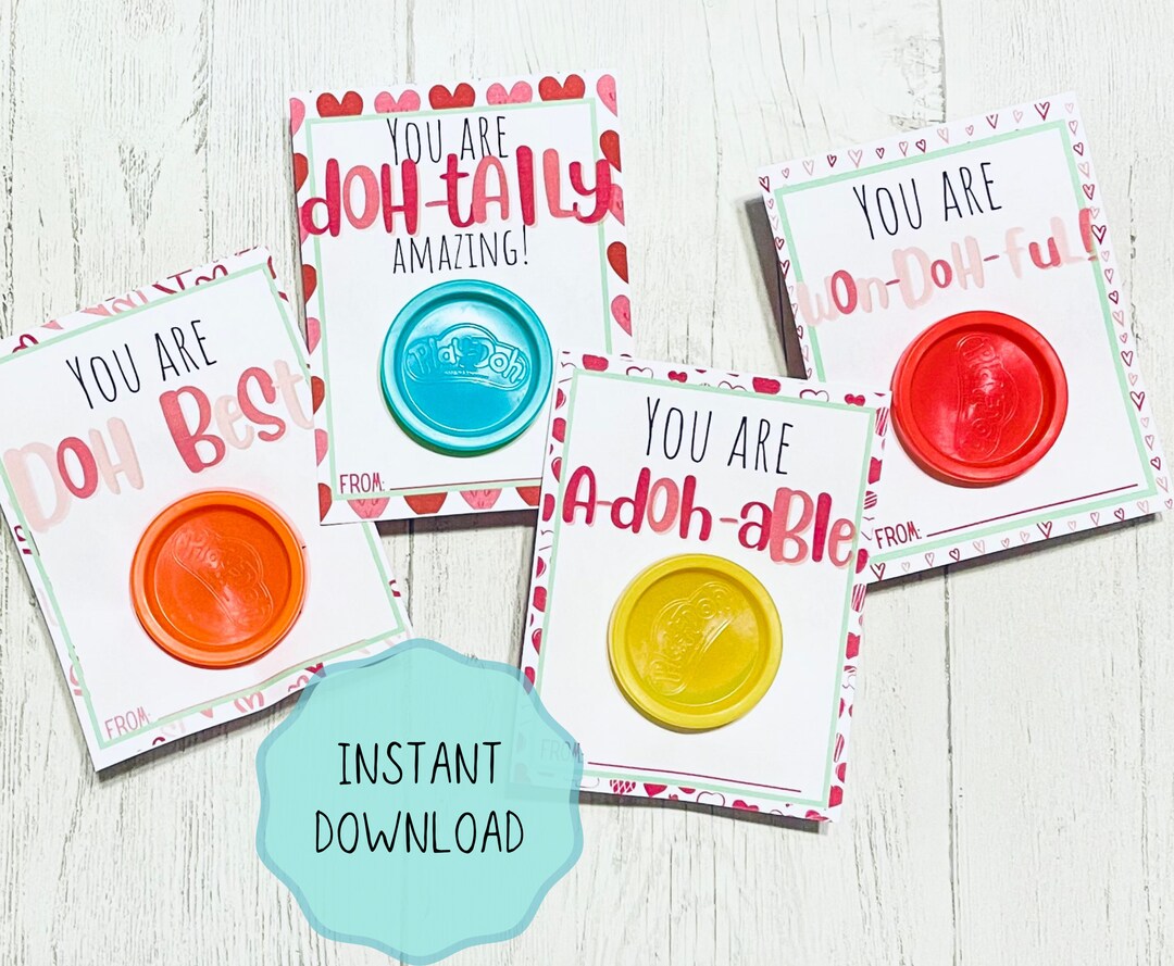 Playdoh Valentines, Valentine Class Favors, Printable Valentine Cards, Play-doh Valentines, Non ...