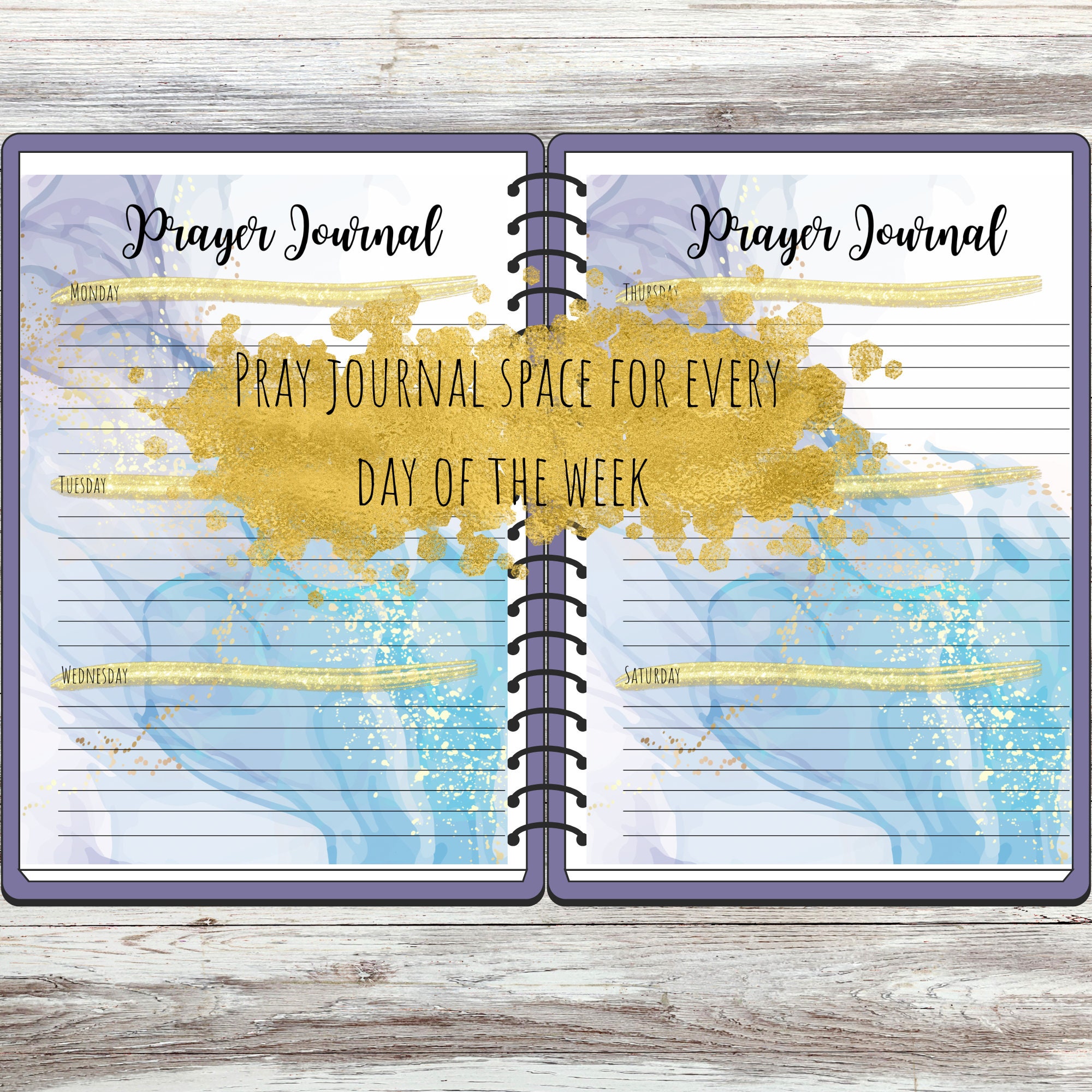 Bible Study Prayer Journal Printable, Gold Watercolor, Prayer Printable ...