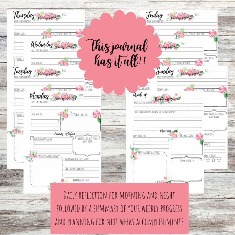 Daily Gratitude Journal Printable Self-care Printable Daily - Etsy
