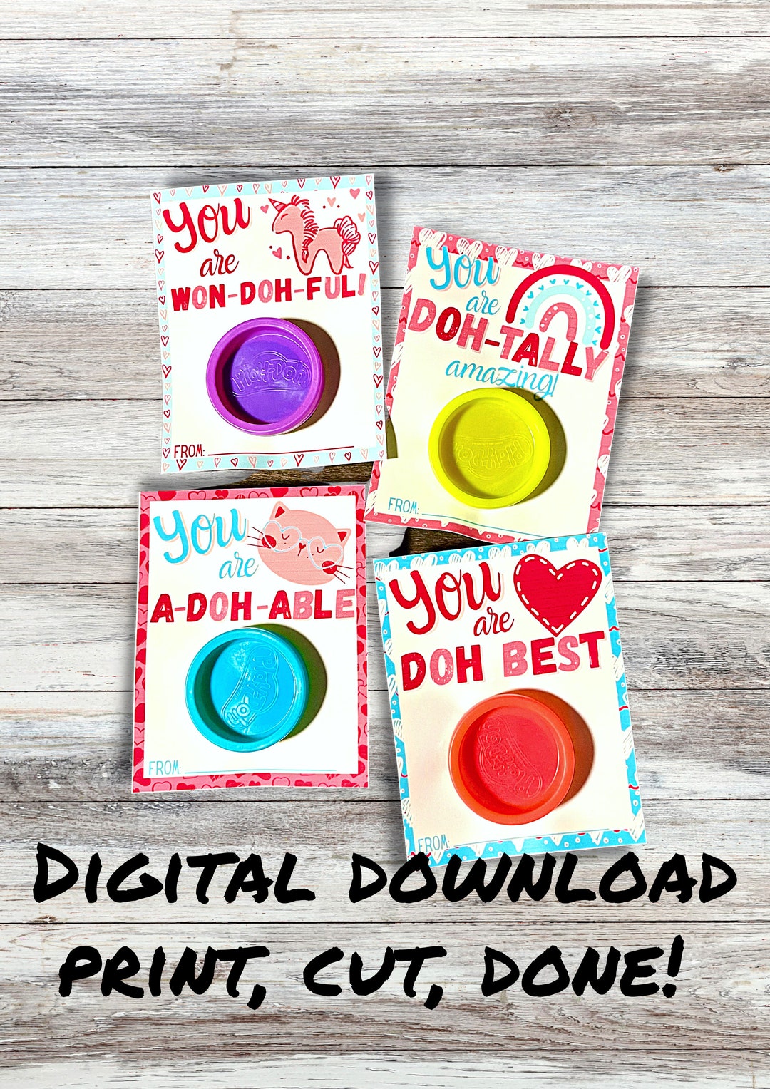 Playdoh Valentines, Valentine Class Favors, Printable Valentine Cards ...