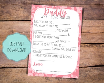 Dad Printable Valentines Day Card Kids Valentine Gift Fill | Etsy