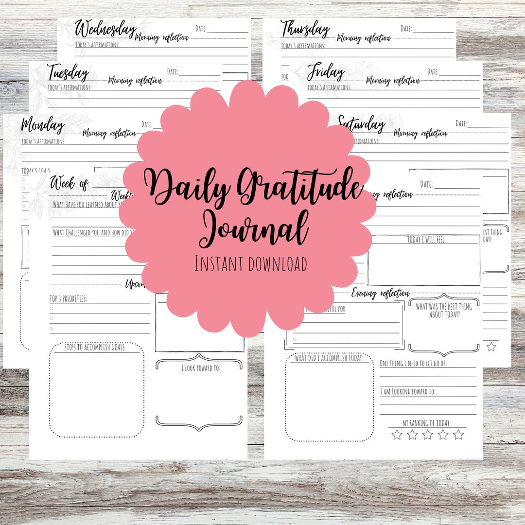 Gratitude Journal Printable, Self-care Printable, Daily Check In, Daily ...