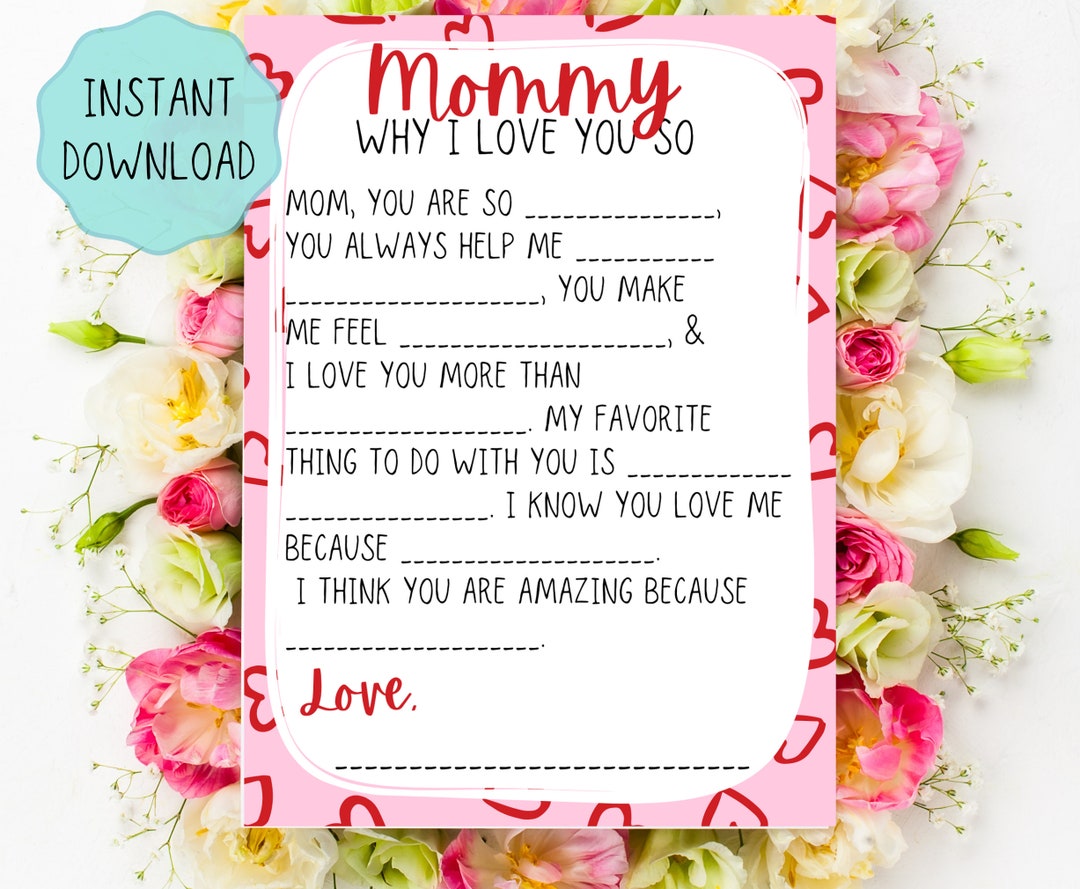 Valentine Card for Mom 5x7, Printable Card, Valentine's Day Card for ...