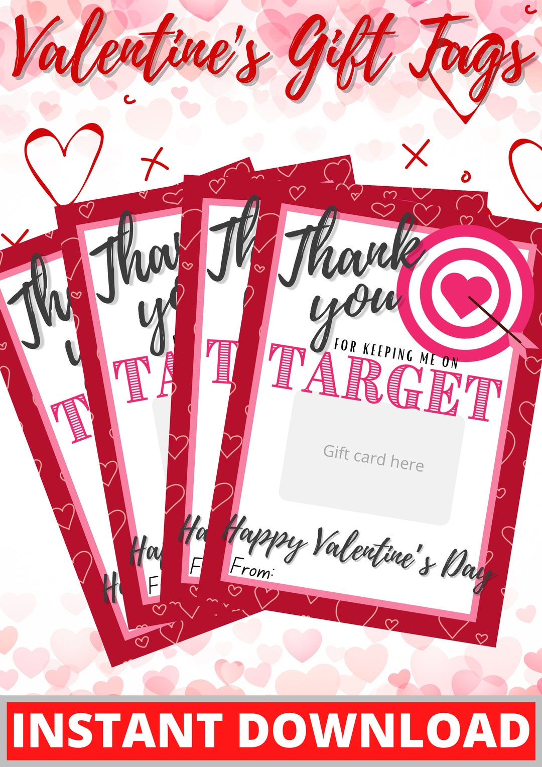 Thanks for Keeping Me on Target, Valentine's Day Printable, Teacher ...
