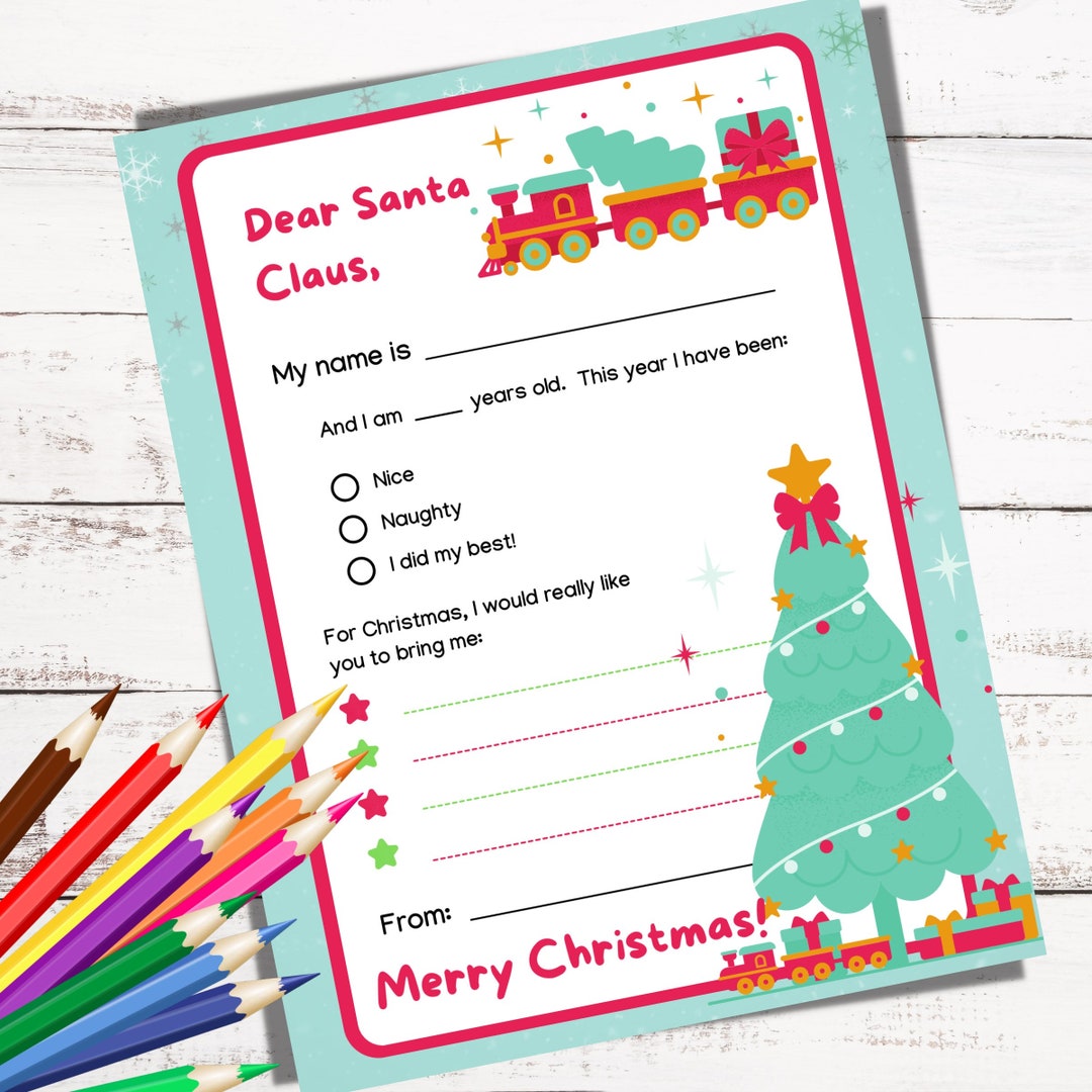 Printable Christmas Wish List to Fill Out for Kids, Letter to Santa - Etsy