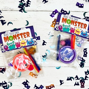 Halloween Make a Monster Printable Bag Topper, Halloween Class Party ...
