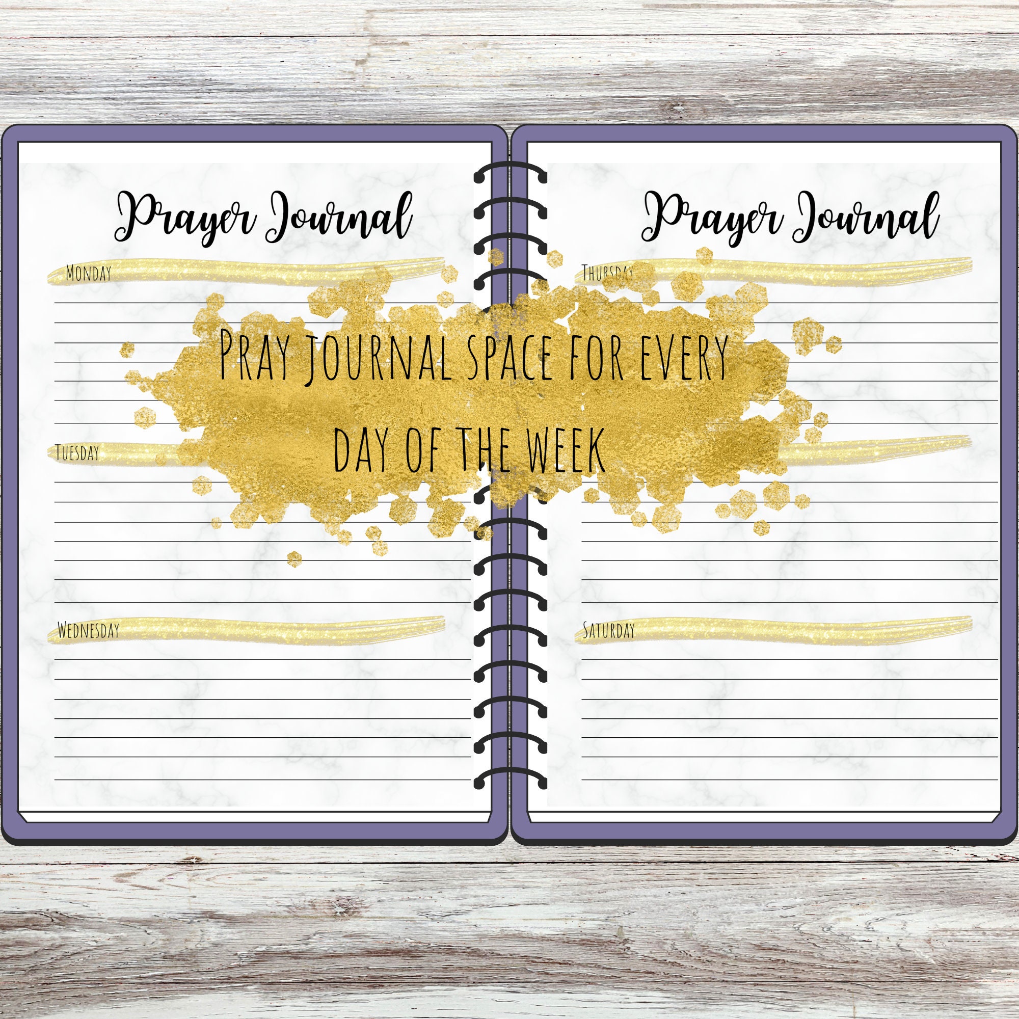 Bible Study Prayer Journal Printable, Gold Marble, Prayer Printable ...
