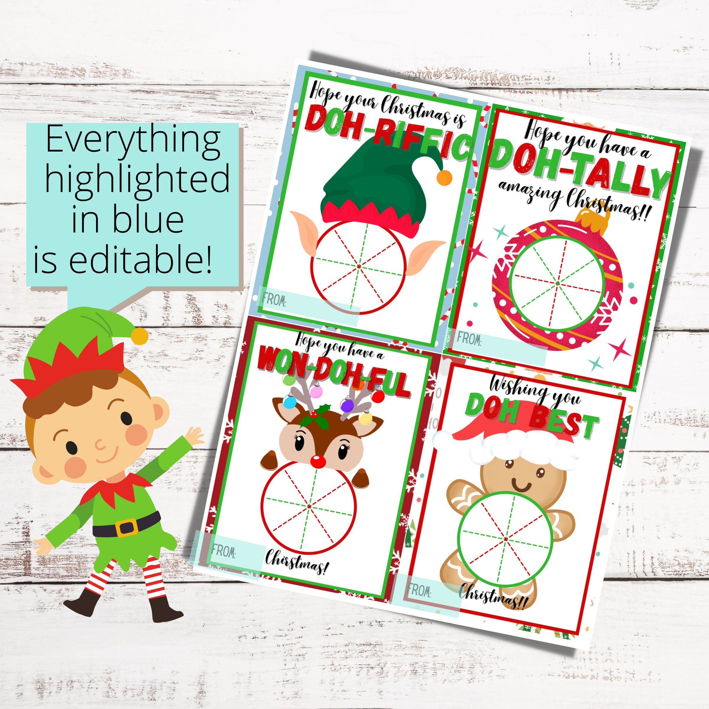 Printable Christmas Playdoh Gift Card Editable, Christmas Class Favors ...