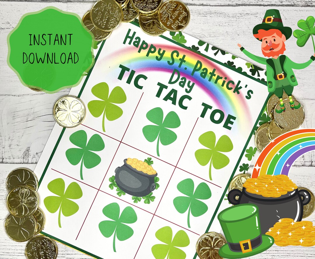 St Patricks Day Printable Tic Tac Toe Game, St Patricks Party, St ...