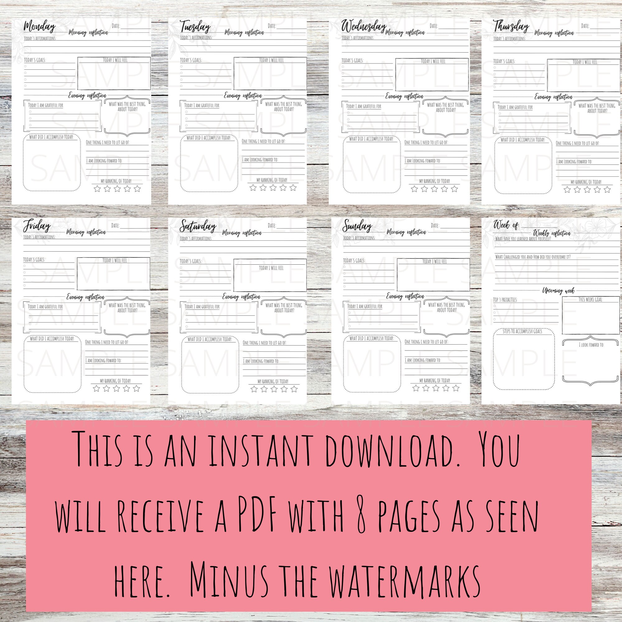 Gratitude Journal Printable, Self-care Printable, Daily Check In, Daily ...