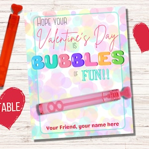 Bubbles Valentines Class Gift, Bubble Valentine Class Favors, Kids ...
