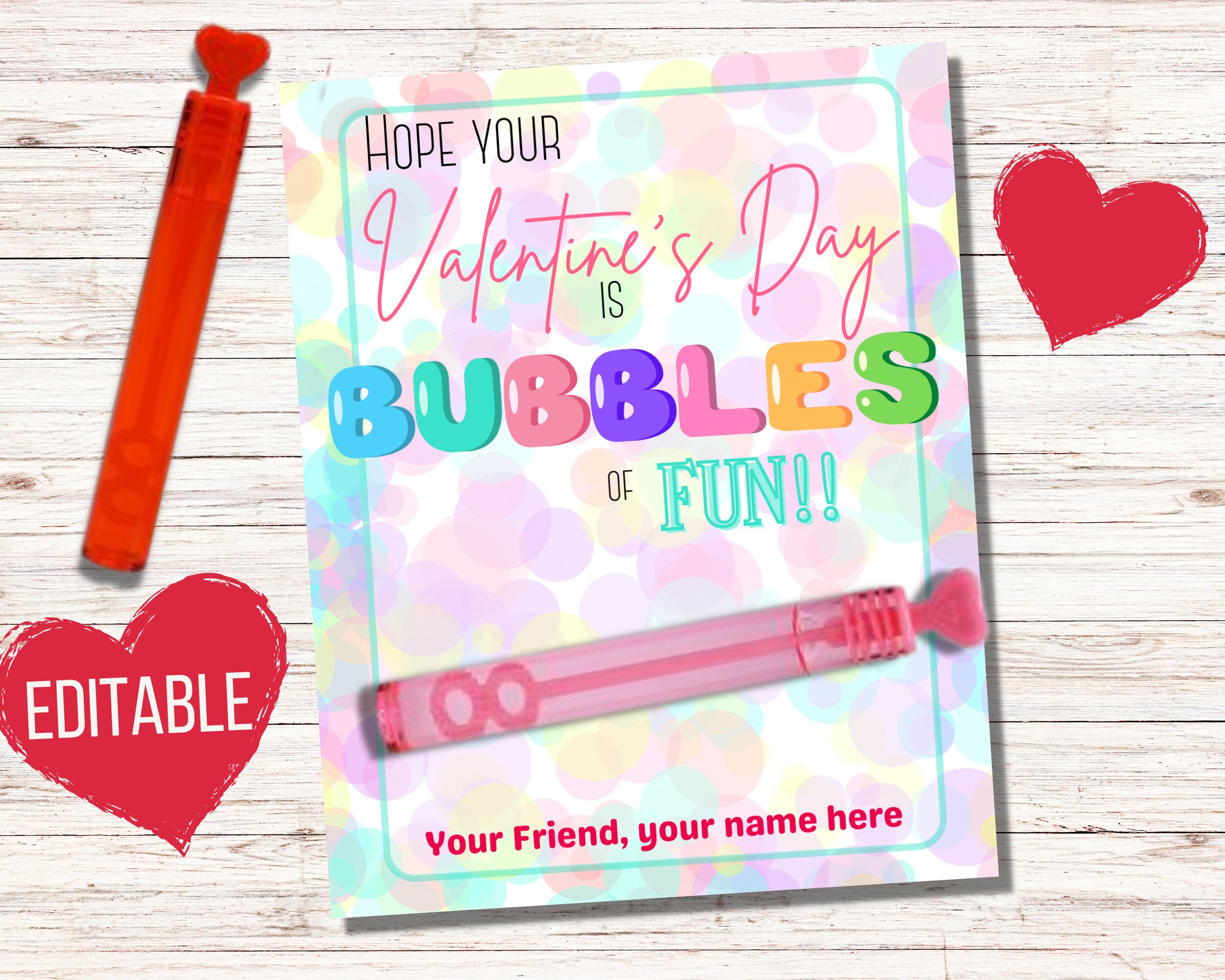 Bubbles Valentines Class Gift, Bubble Valentine Class Favors, Kids ...