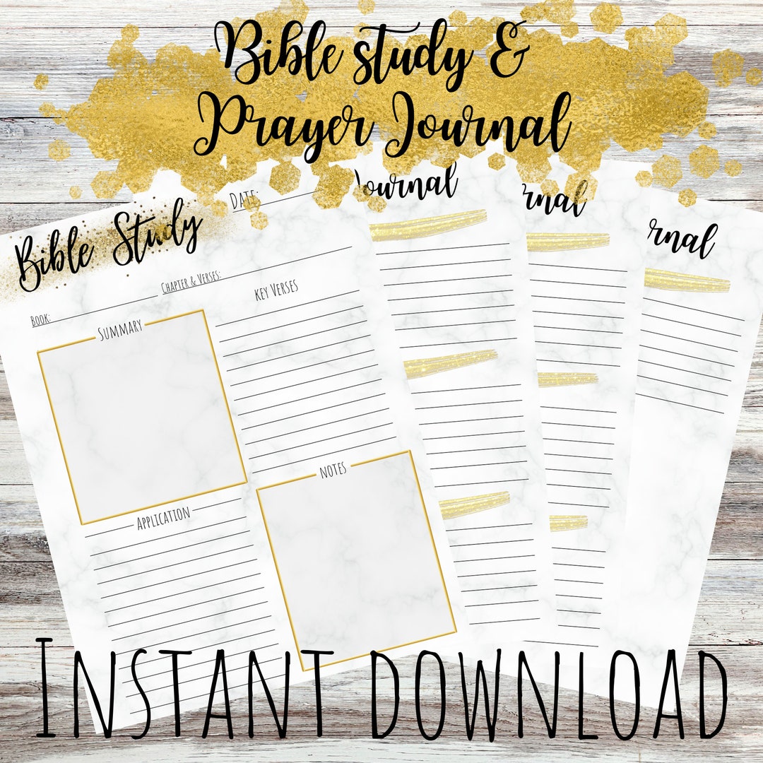 Bible Study Prayer Journal Printable, Gold Marble, Prayer Printable ...