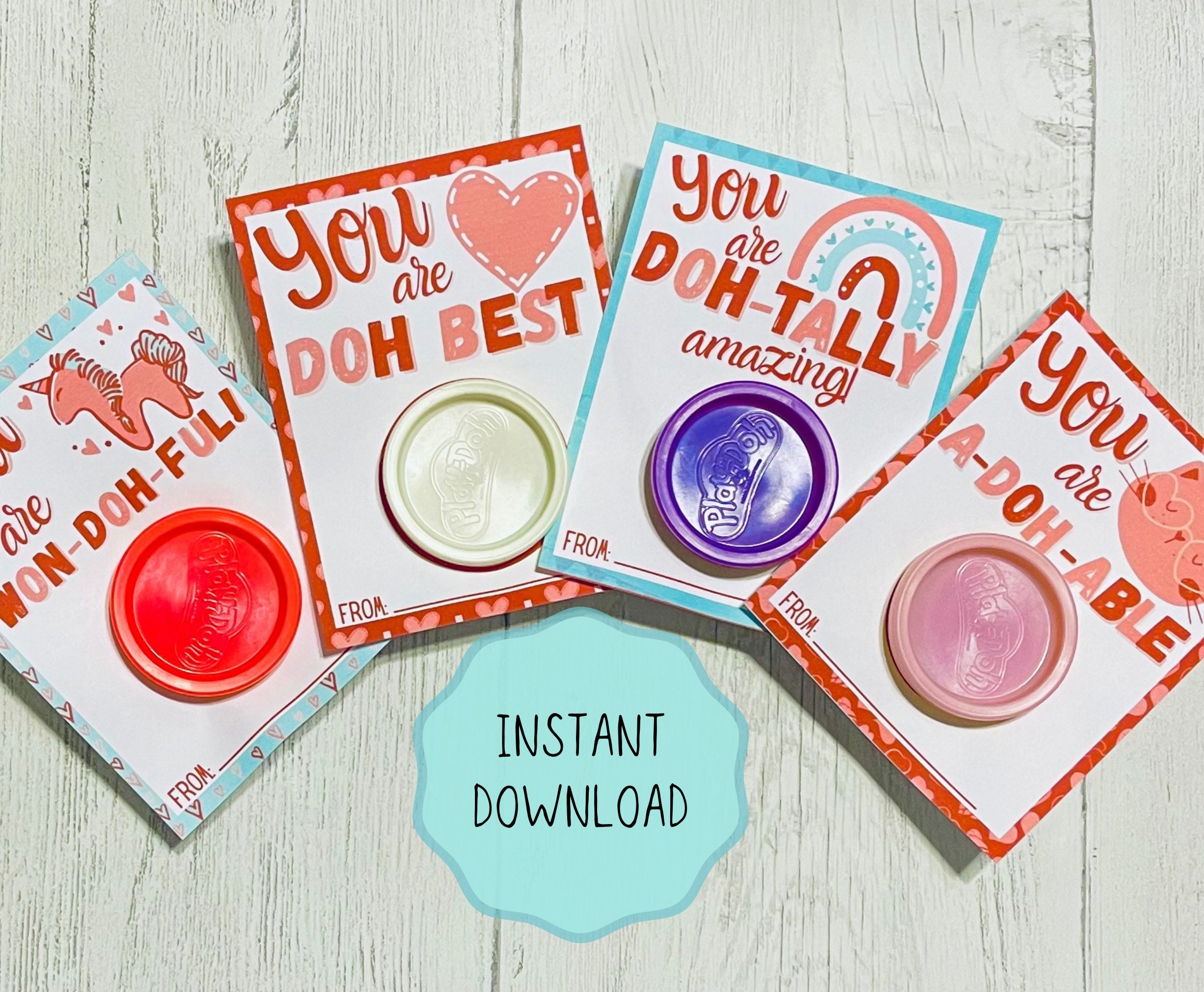 Playdoh Valentines, Valentine Class Favors, Printable Valentine Cards ...