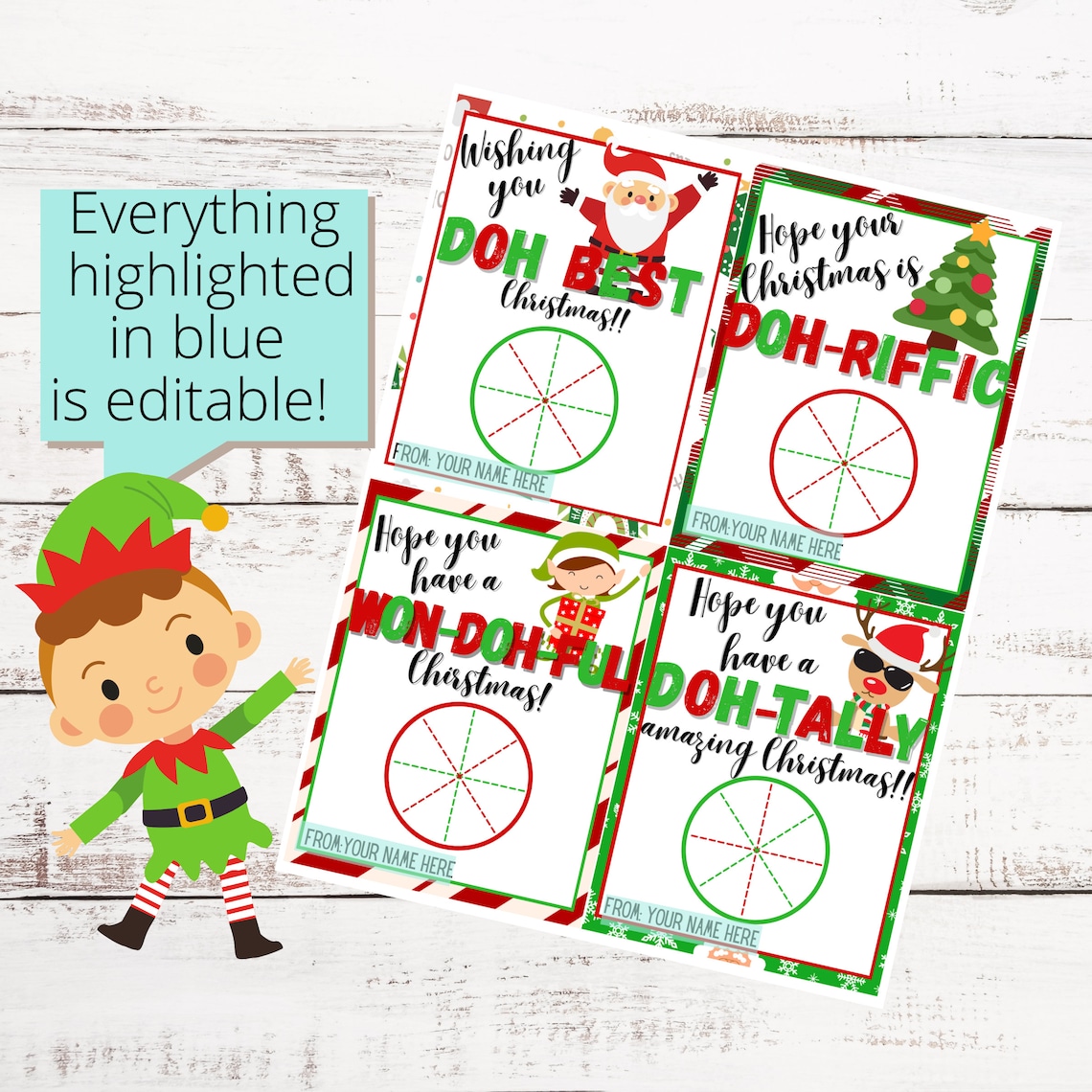 Printable Editable Christmas Playdoh Gift Card, Christmas Class Favors ...