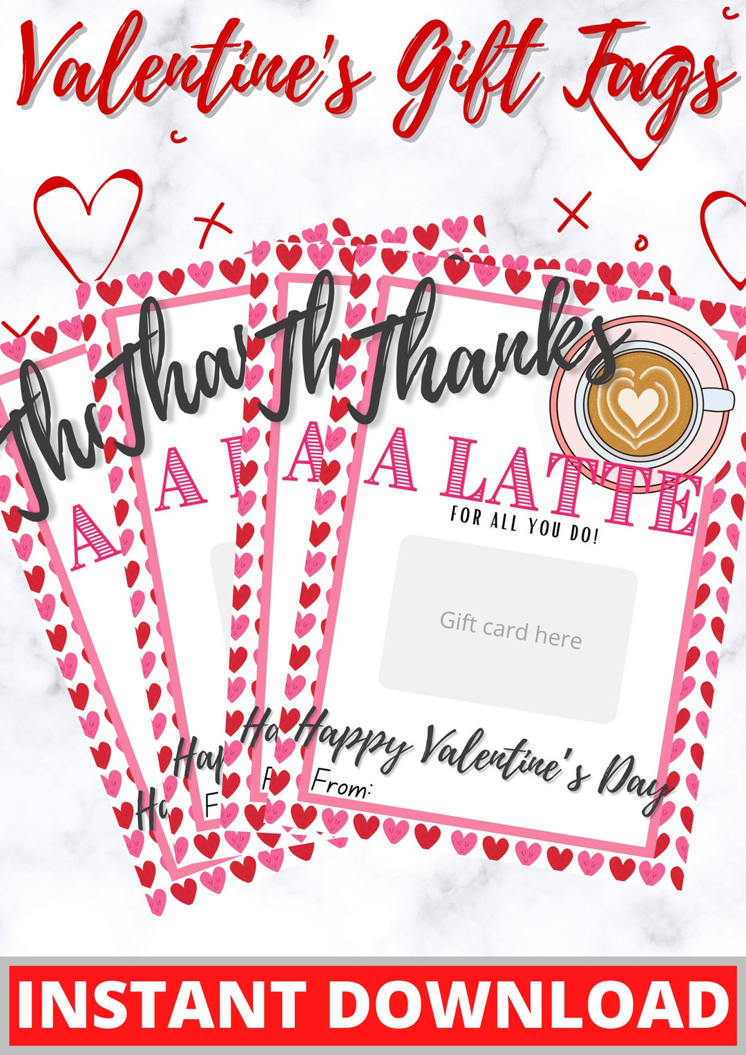 Valentine’s Day Gift Card Holder, Thanks a Latte, Coffee, Starbucks ...