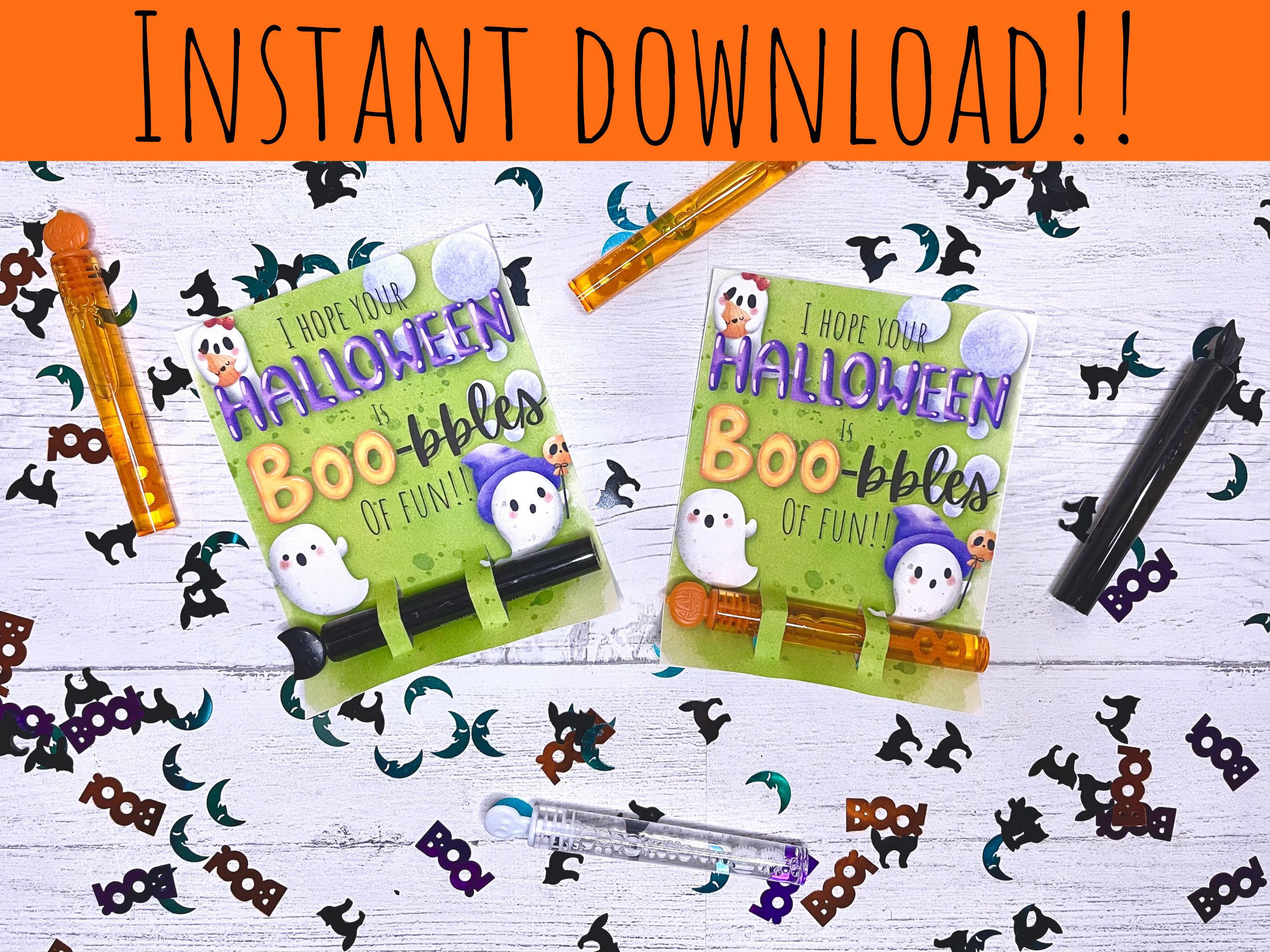 Halloween Bubble Printable Gift, Halloween Class Favors, Printable ...