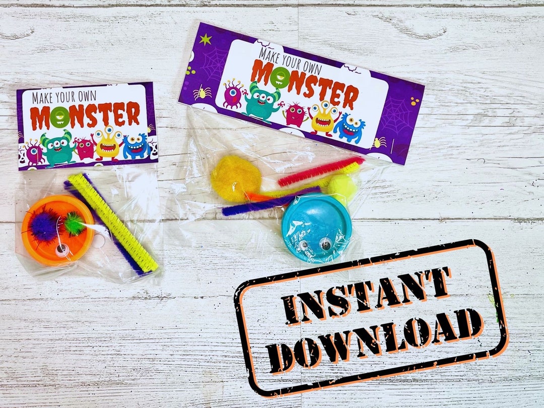 Halloween Make a Monster Printable Bag Topper, Halloween Class Party ...
